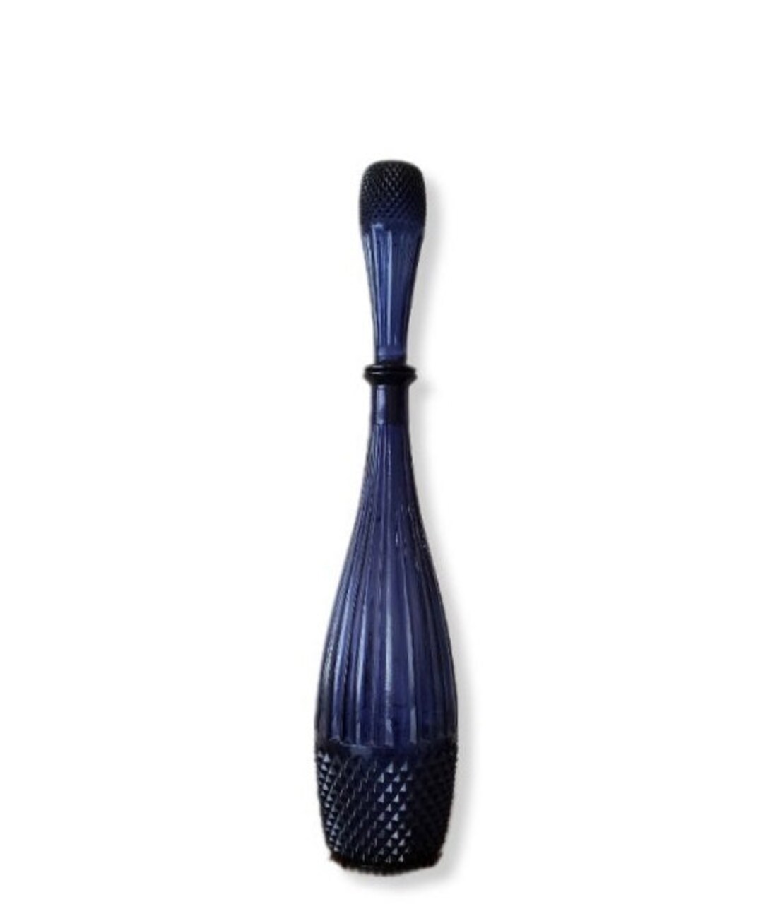 Vintage MCM Italian Genie Bottle W Stopper Amethyst Purple Blue Empoli ...