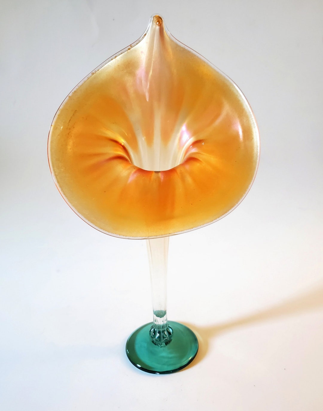 Signed Rick Strini Vase Vintage Jack in the Pulpit Iridescent Orange ...