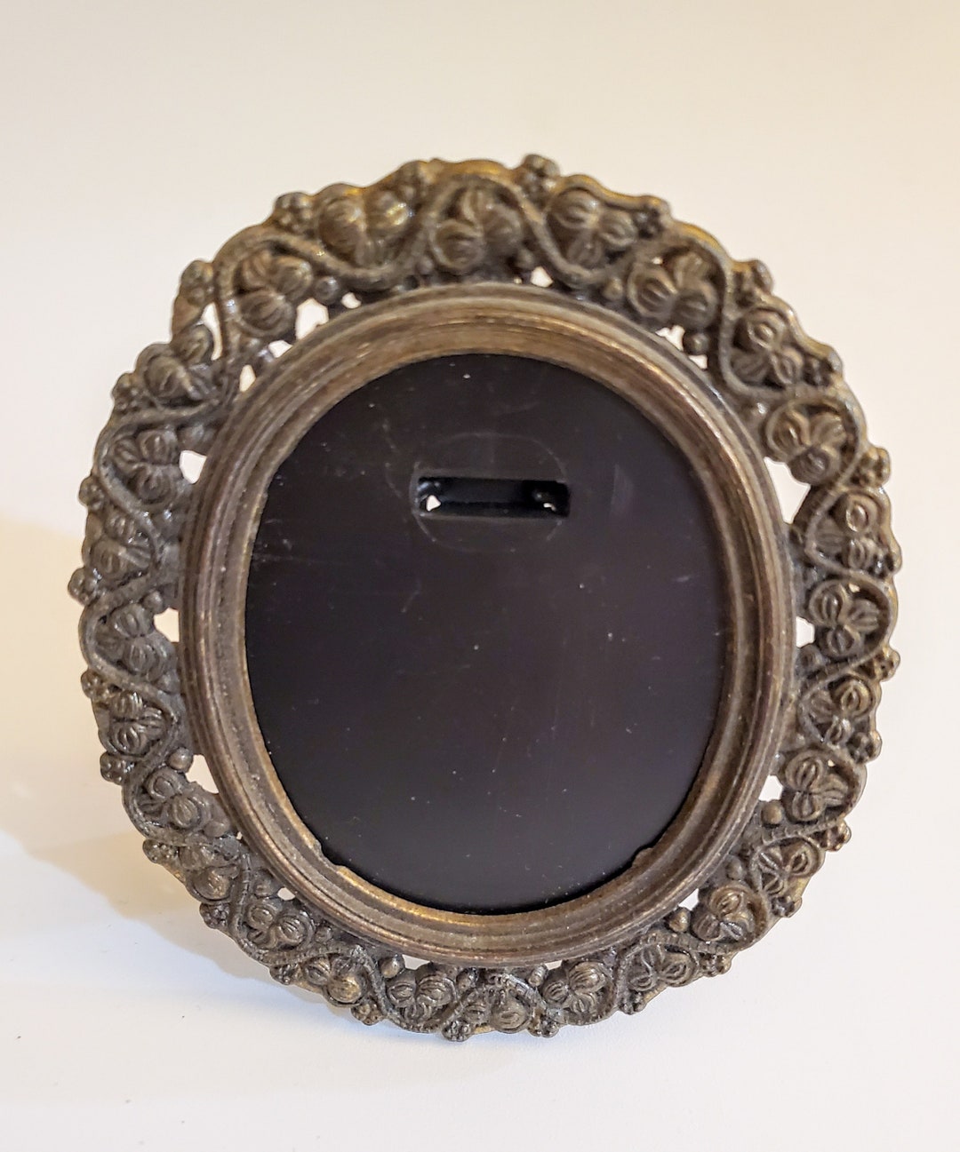 Italian Metal Brass Photo Frame Oval Ornate Free Standing Frame Marked ...