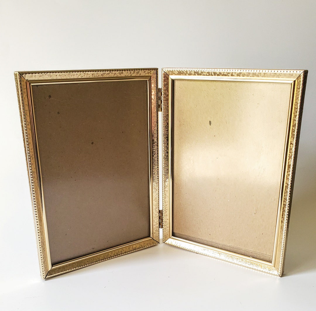 Mid Century Double Hinged Gold Photo Frames Memories Decorative Ornate ...