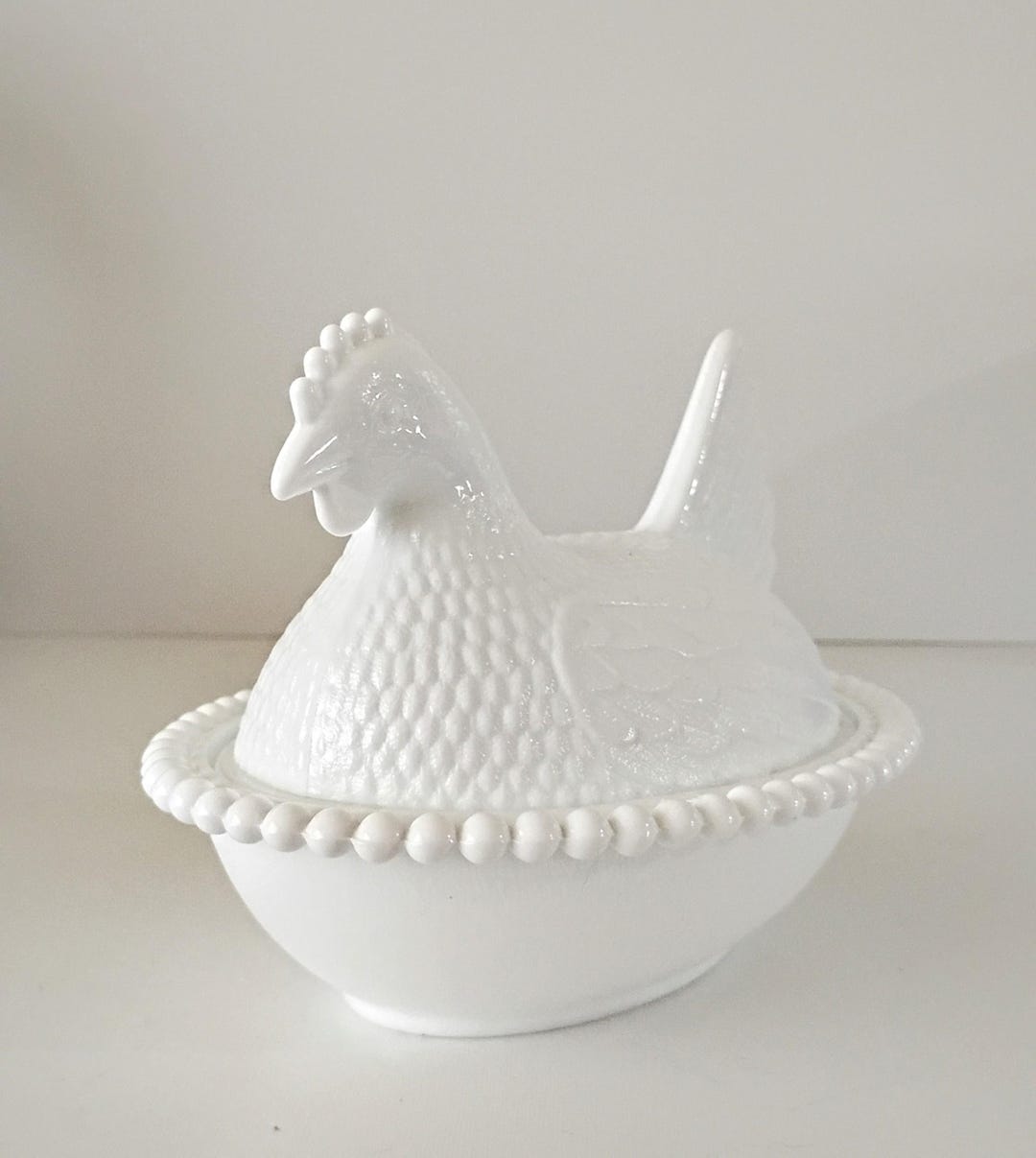 White Milk Glass Chicken Hen on A Nest/ Serving Dish / Candy Dish - Etsy