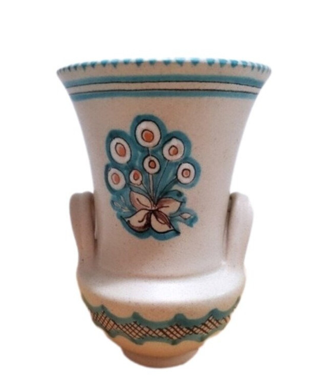 Vintage Signed Franchi Assisi Vase Hand Painted Double Handle Italian ...