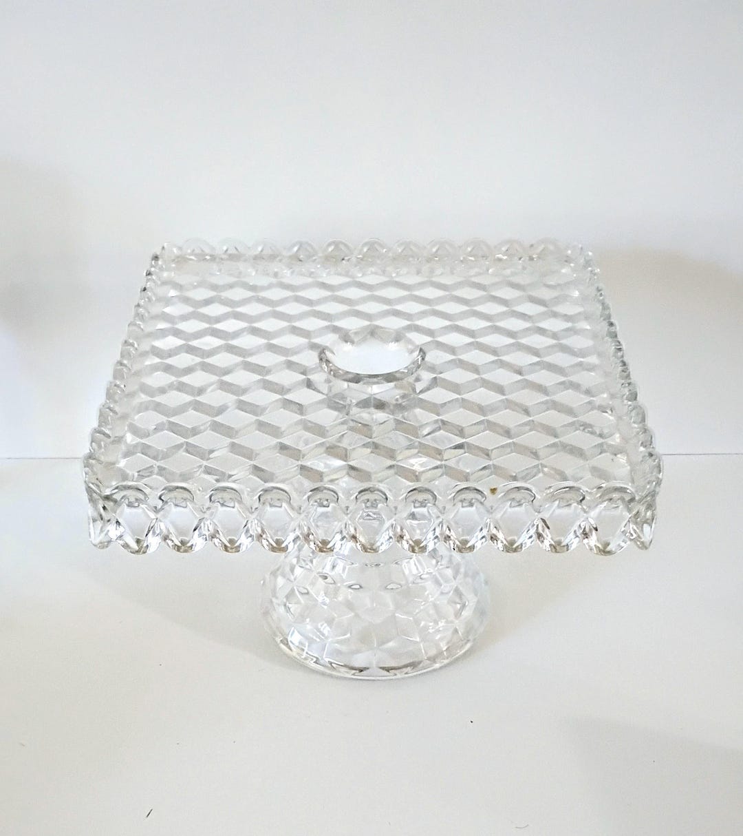 Vintage Fostoria Clear Crystal Square Cake Plate Dessert Stand - Etsy