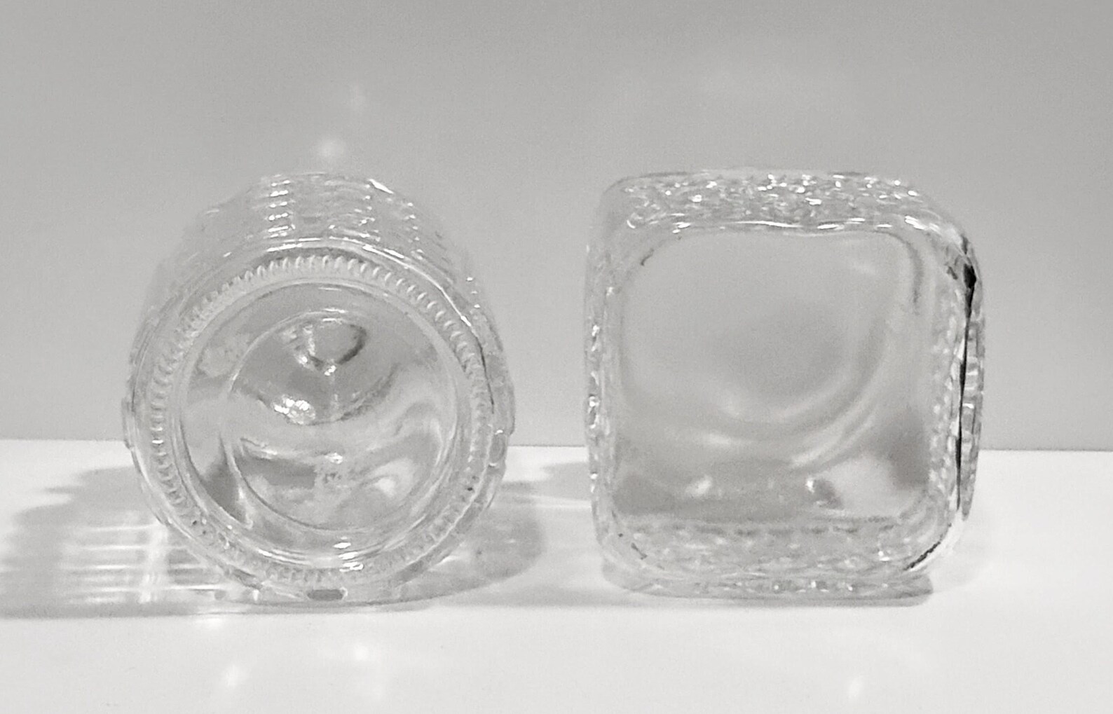 Vintage Clear Glass Embossed Jars With Lids Set of Two - Etsy