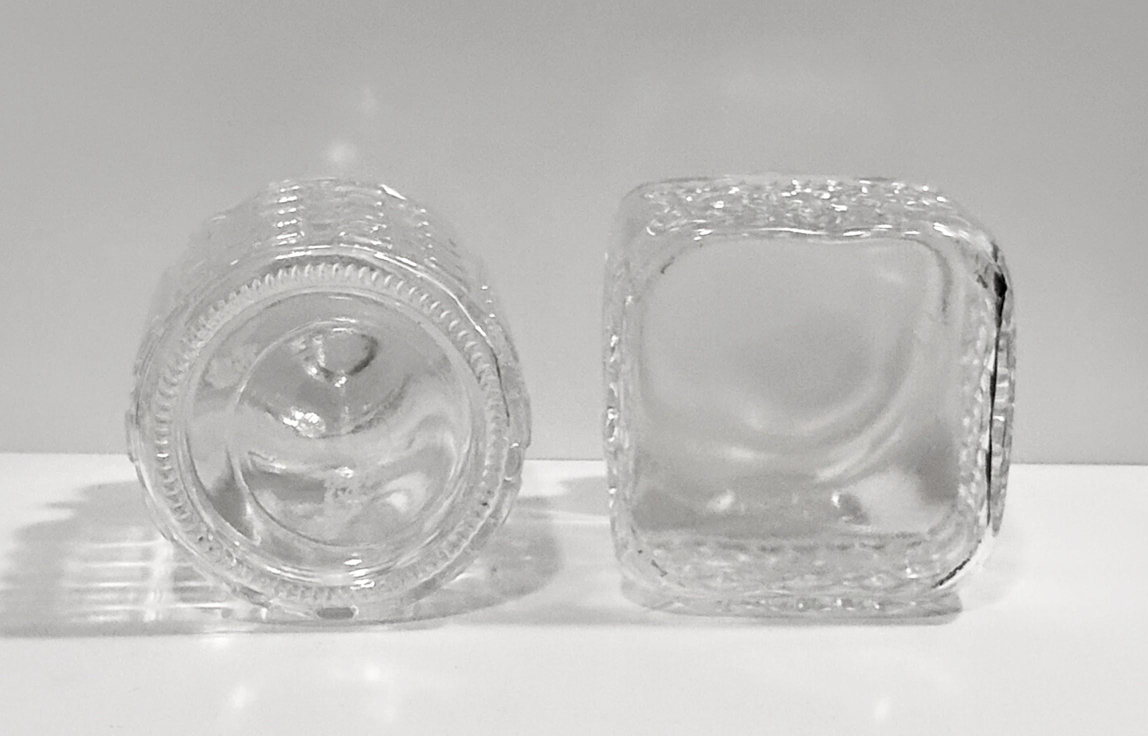 Vintage Clear Glass Embossed Jars With Lids Set of Two - Etsy