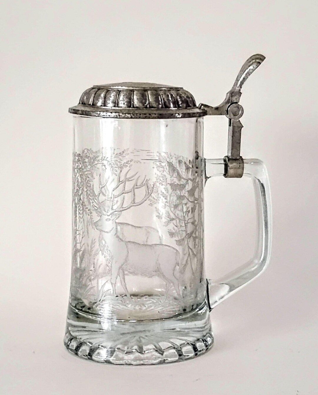 ALWE Beer Stein Pewter Lid Etched Deer Elk Man Cave Drinkware - Etsy