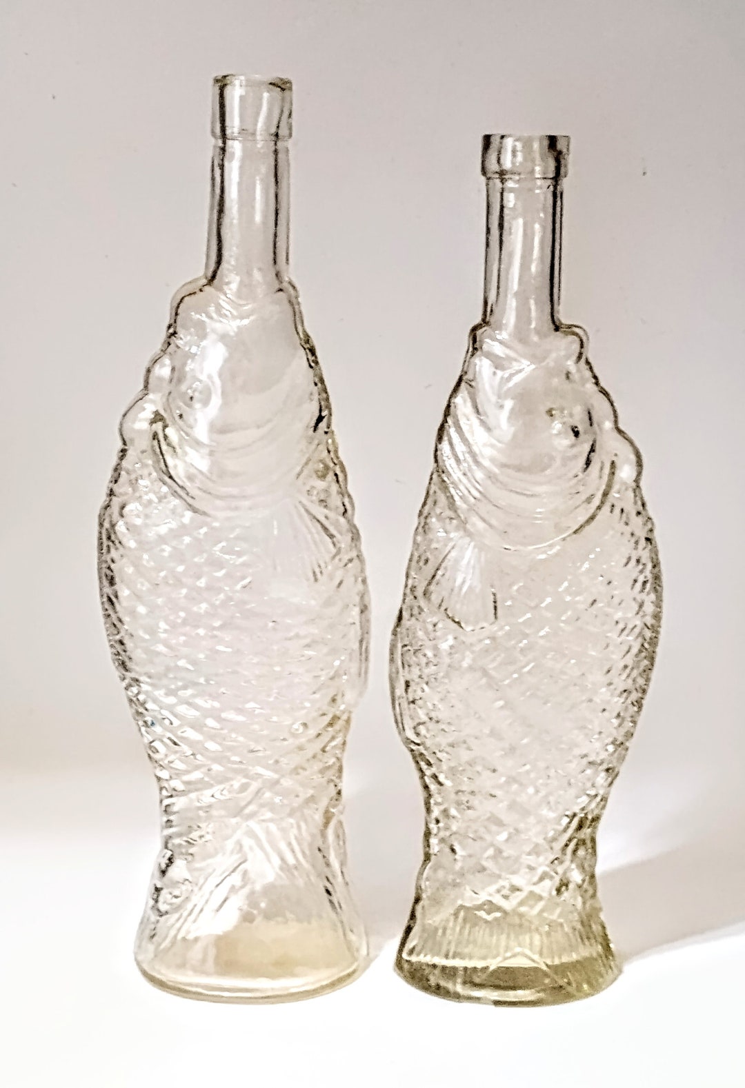 TWO Clear Glass Fish Shaped Decanters Vintage Italian Wine Bottles - Etsy