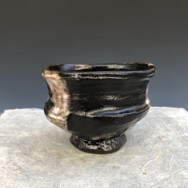 Black and White Handmade Tea Bowl - Etsy