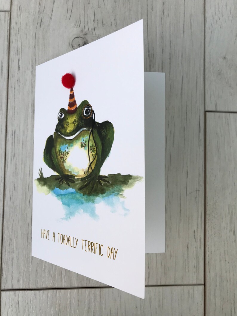 Toad Illustrated Card. Pom Pom Card. Toad Celebration Pun Card. Toad ...