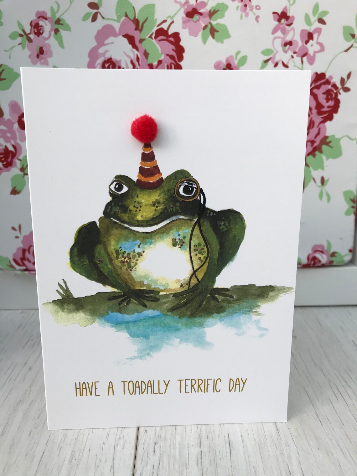 Toad Illustrated Card. Pom Pom Card. Toad Celebration Pun Card. Toad ...