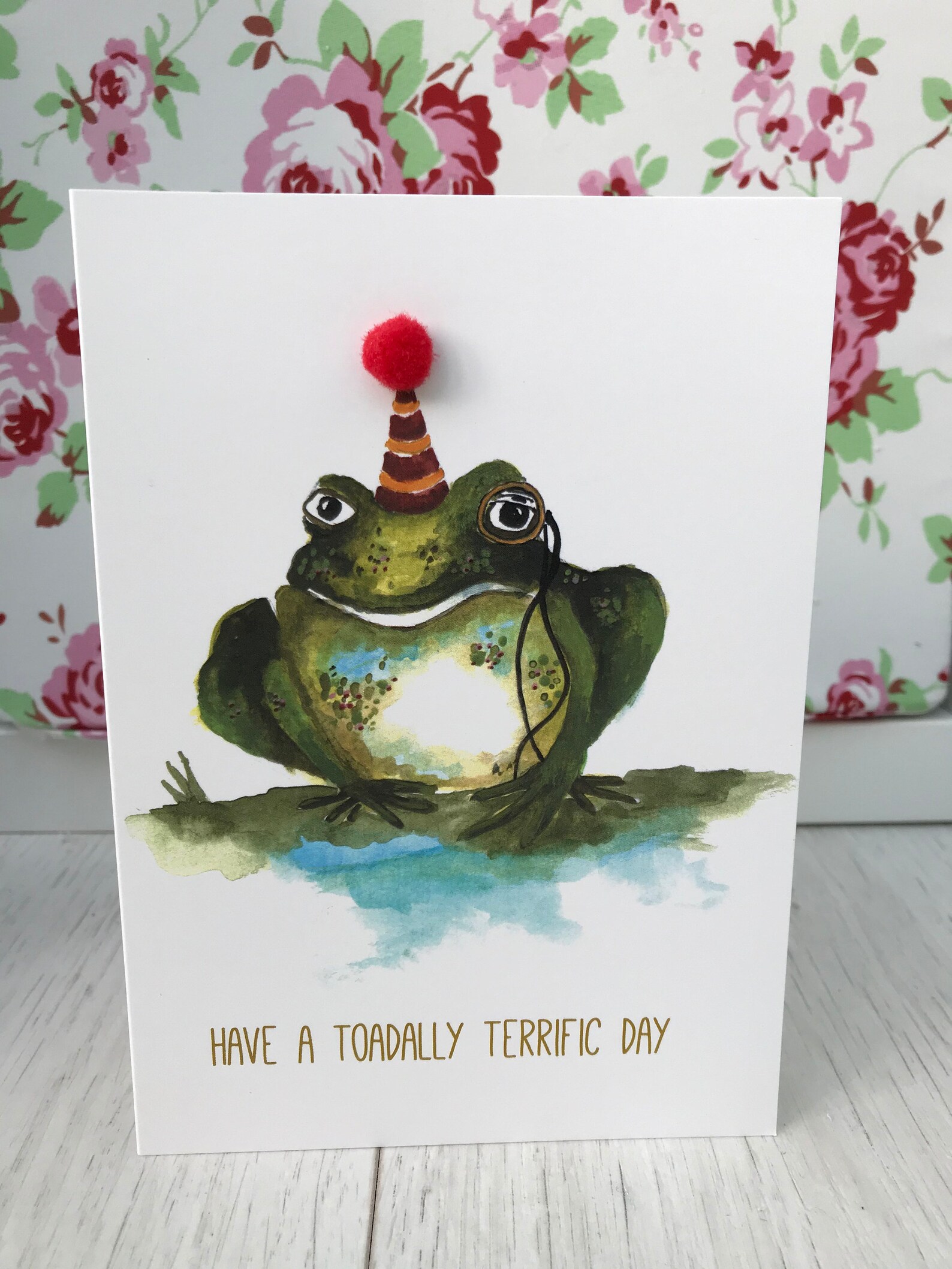 Toad Illustrated Card. Pom Pom Card. Toad Celebration Pun Card. Toad ...