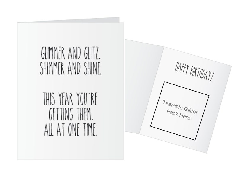 Personalized Birthday Glitter Bomb Card, Rude Greeting Card, Funny ...