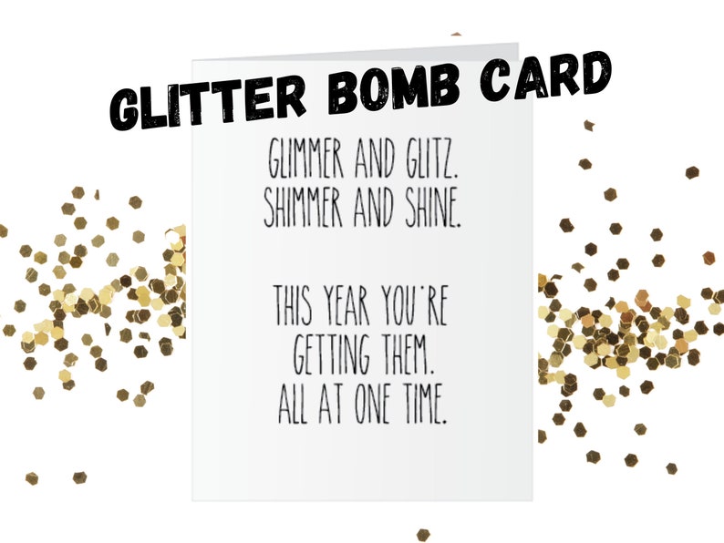 Personalized Birthday Glitter Bomb Card, Rude Greeting Card, Funny ...