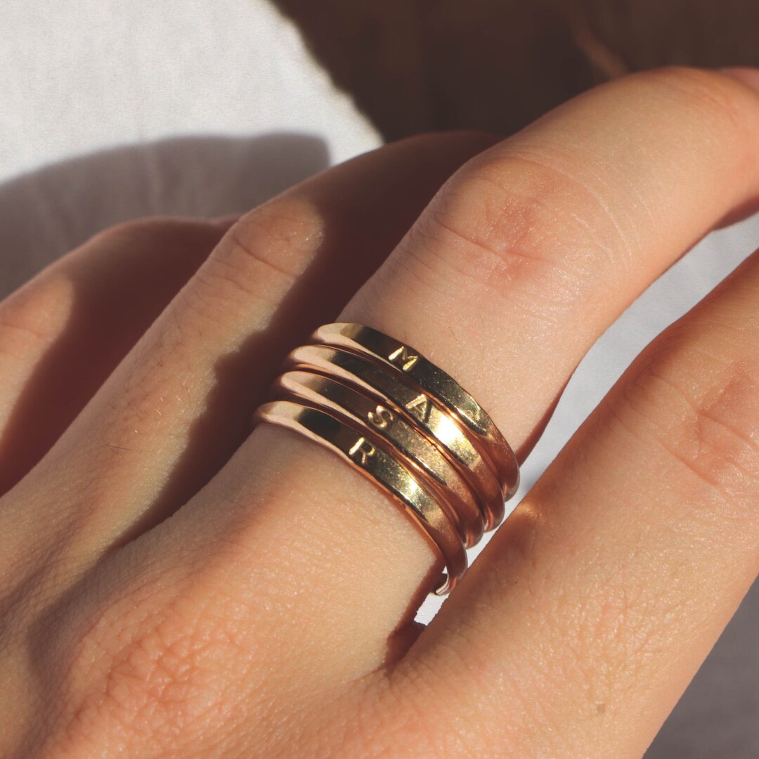 14k Gold Filled Initial Ring • Initial Ring Women • Personalized Ring ...