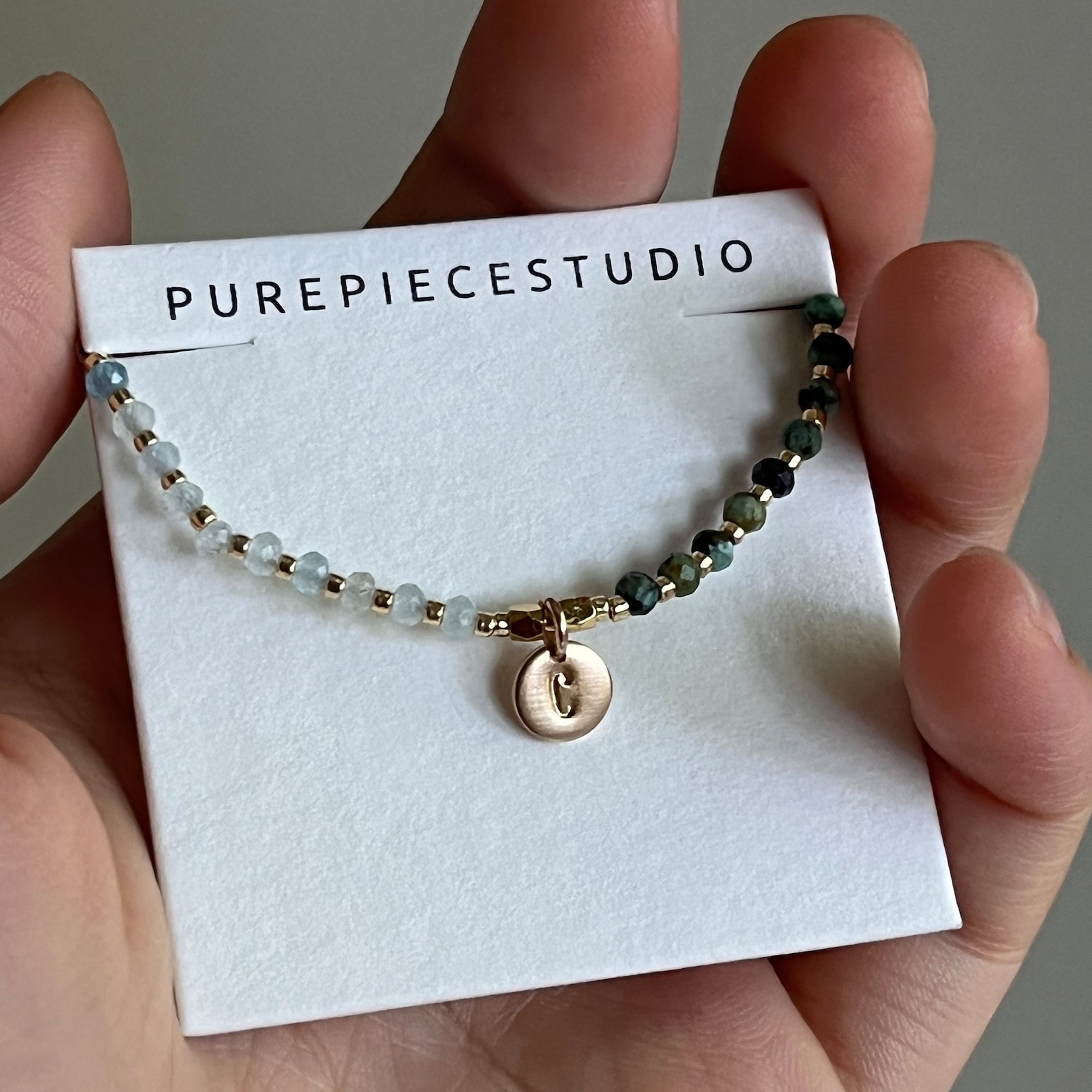 Initial Bracelet Gemstone Beaded Initial Bracelet Personalized Gift for ...
