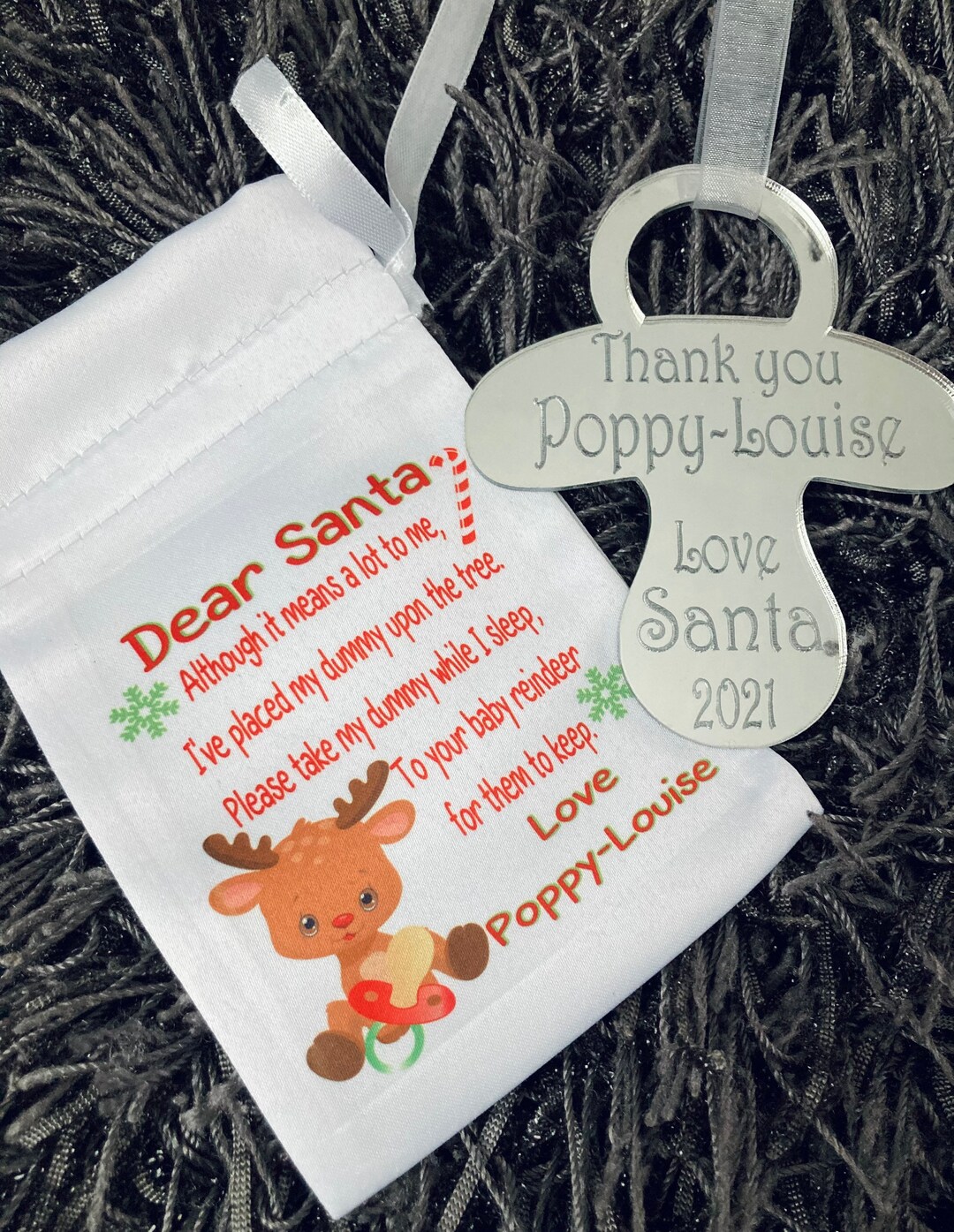 Personalised Dummy Pacifier Pouch and Keepsake Dummy Bauble, Leave ...
