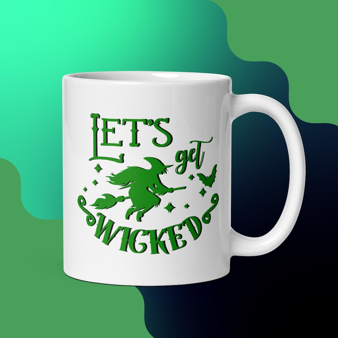Defying Gravity White Mug, Wicked Musical Gift, Glinda Elphaba Theater ...
