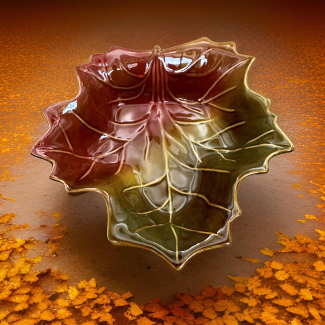 Vintage Fall Leaf Shaped Tricolored Serving Bowl 9inches Wide - Etsy