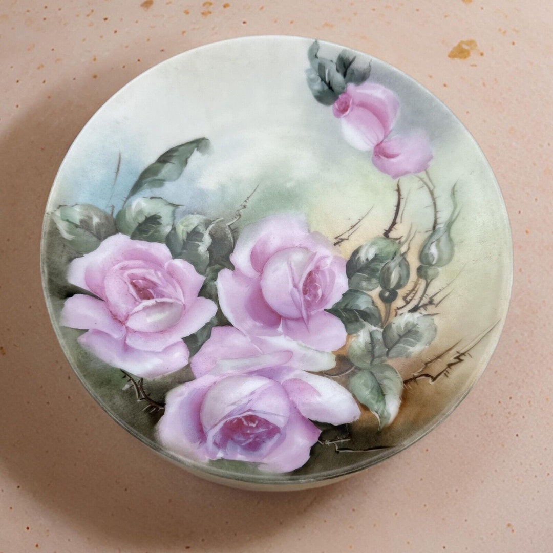 Vintage 1950s Lefton Porcelain Hand Painted Rose Plate 8.5" Japan - Etsy