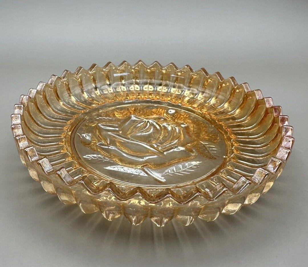 Vintage 5.5" Jeanette Marigold Iridescent Depression Carnival Glass ...