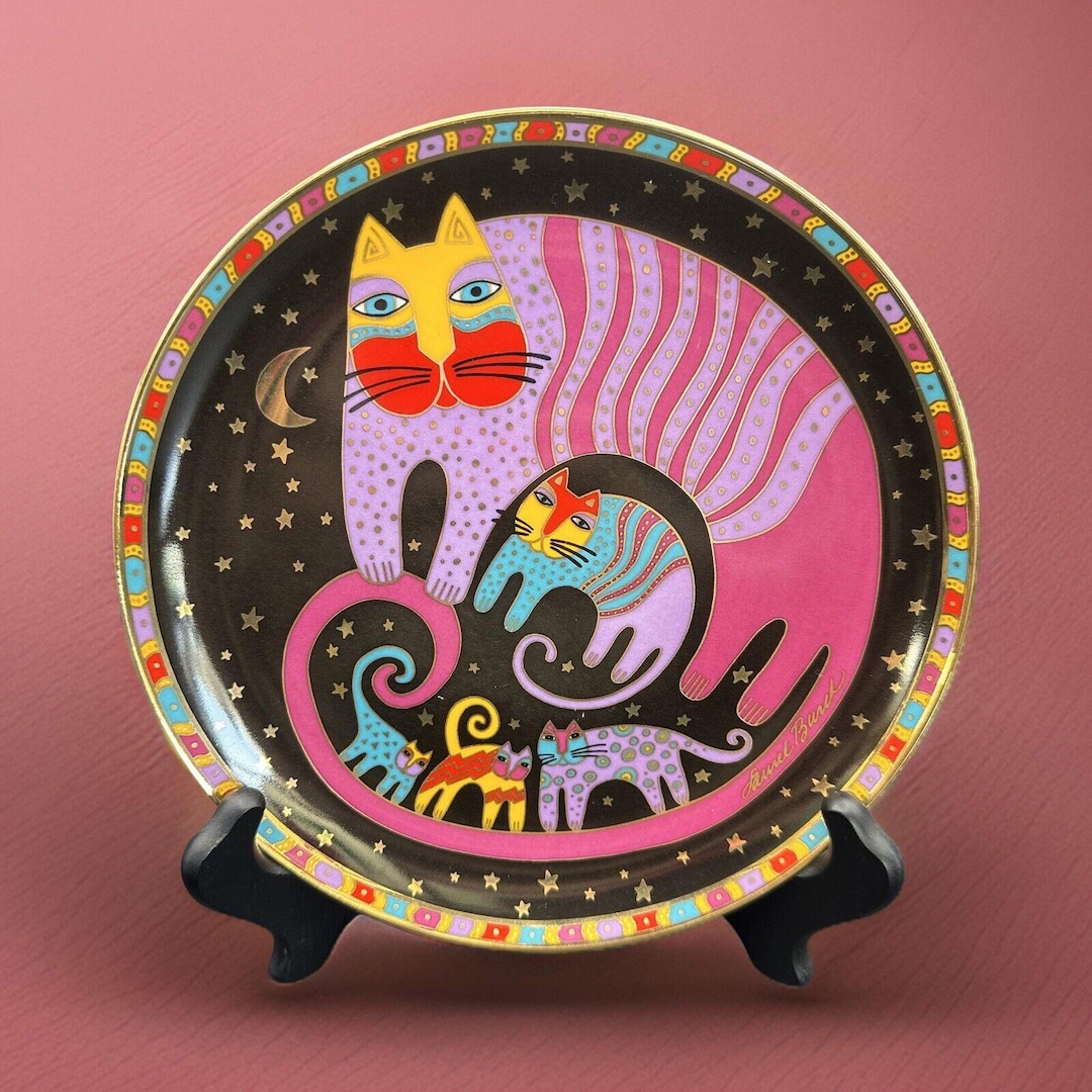 Laurel Burch Cat Plate Feline Family Franklin Mint 1995 Limited Edition ...
