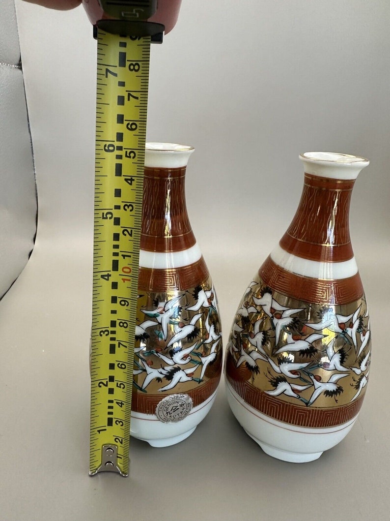 Pair of Vintage Yamazaki Kutani Japanese Sake/vase Bottles 1000 Cranes Design 6 - Etsy