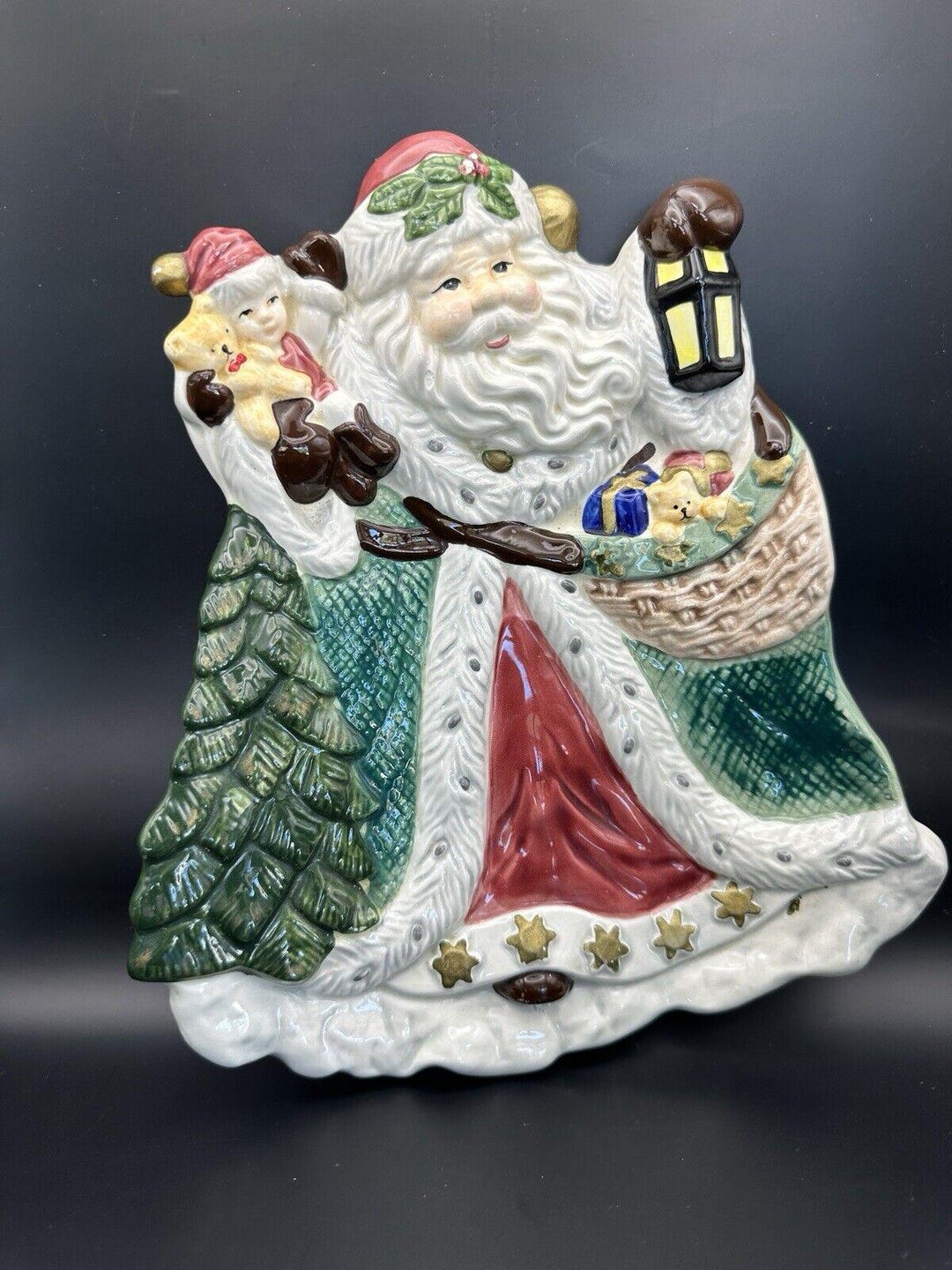 Vintage 1994 Fitz & Floyd Omnibus European Santa Snack Plate Platter - Etsy