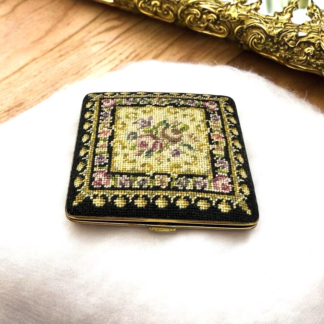Hungarian Petit Point Compact From the Davidson Paxon Co With Puff ...