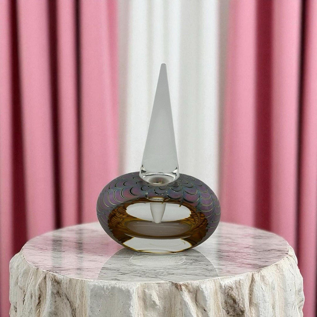 Craig Zweifel 2000 Pink Iridescent Waves Perfume Bottle HB Glass Orange ...