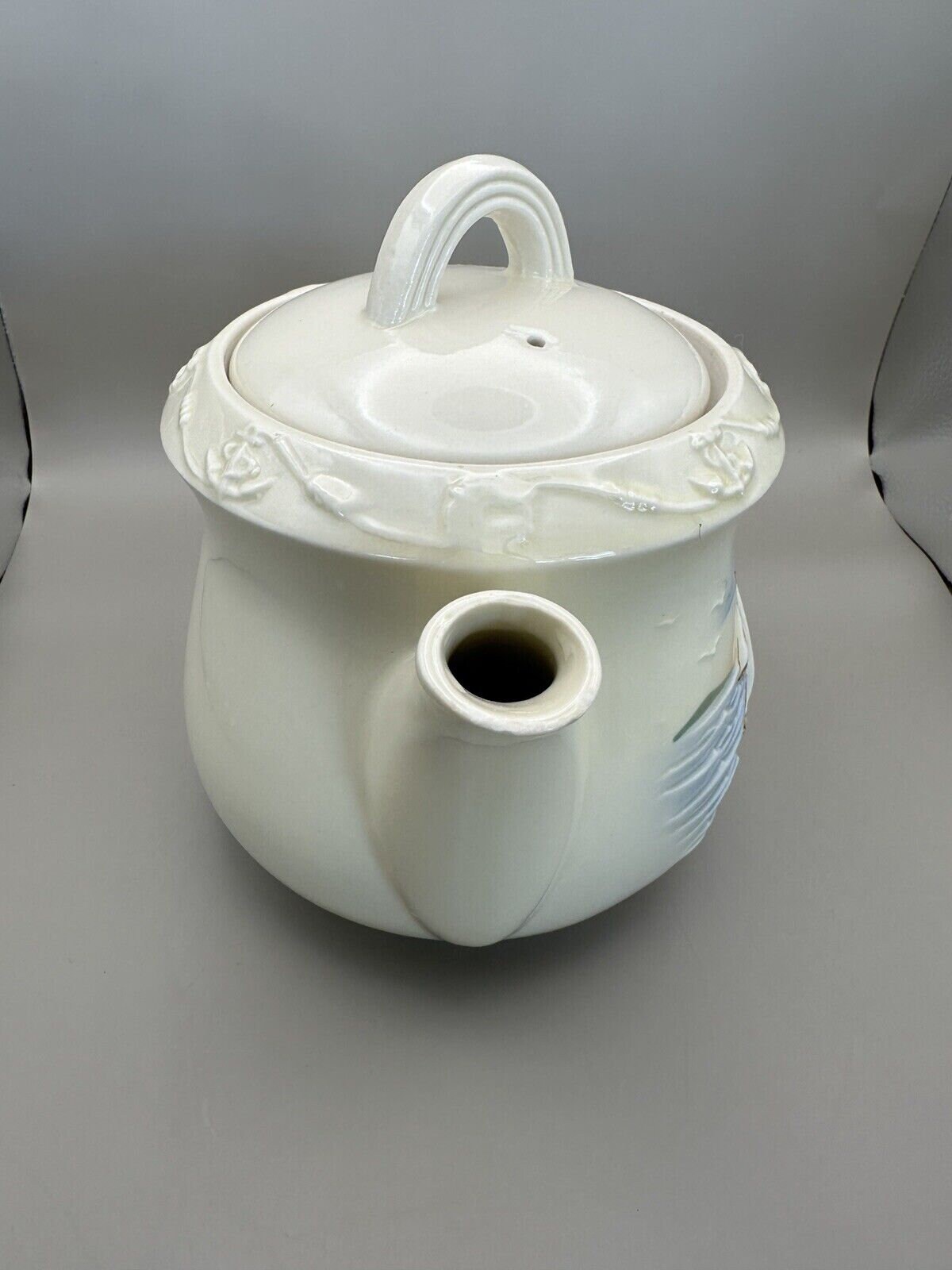 Vintage Porcelier Tea Pot 3D Sailboats Vitreous China 48oz Made in USA ...