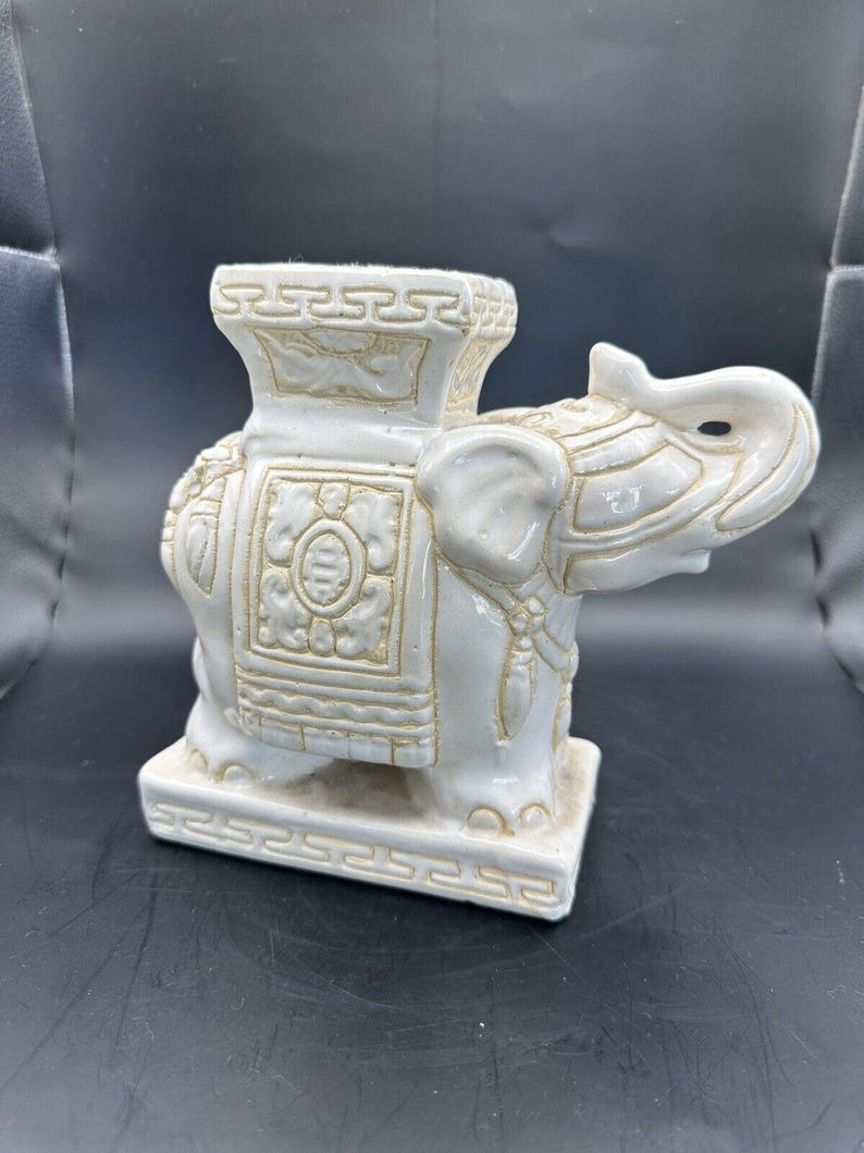 Vintage Ceramic Elephant Plant Stand Cream and Gold Glaze 7 Inches - Etsy