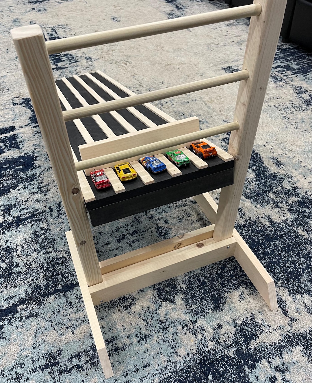 Up to 8 Lanes, 4' Kids Race Car Track + Adjustable Height Stand, 48 ...