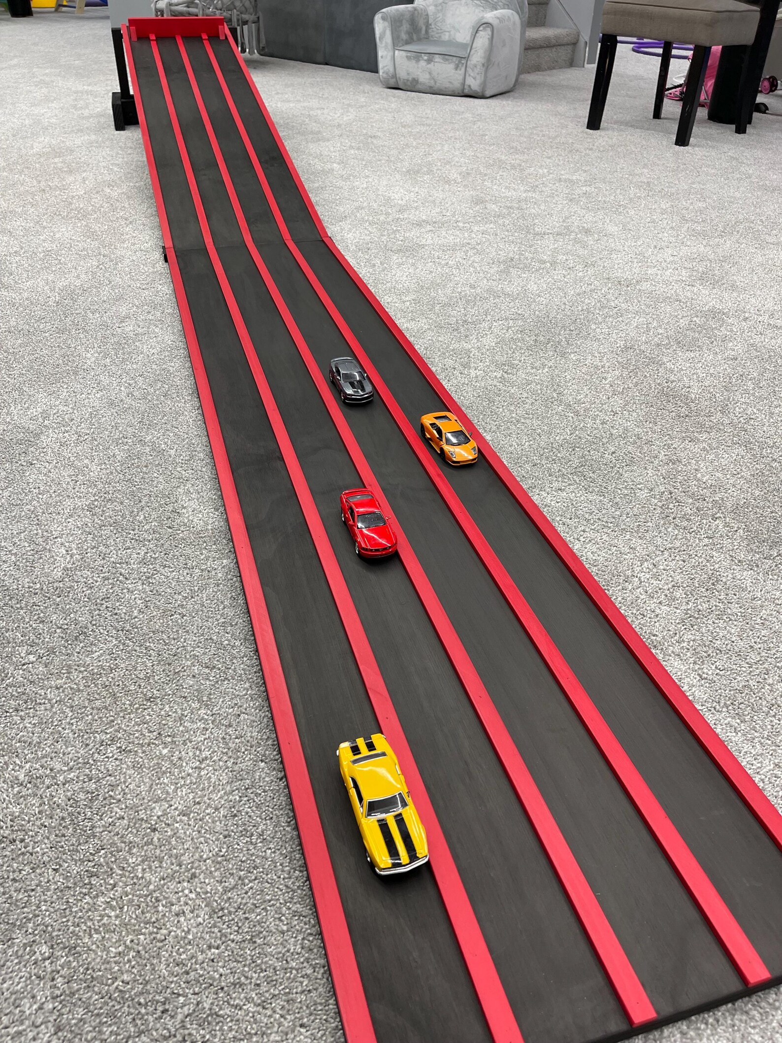 3 INCH LANES, 12' Race Track, 6' Kids Race Car Track + Stand + 6 ...
