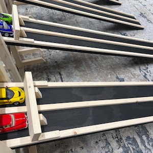 3 INCH WIDE LANES, 4' Kids Race Car Track + Adjustable Height Stand, 2 ...