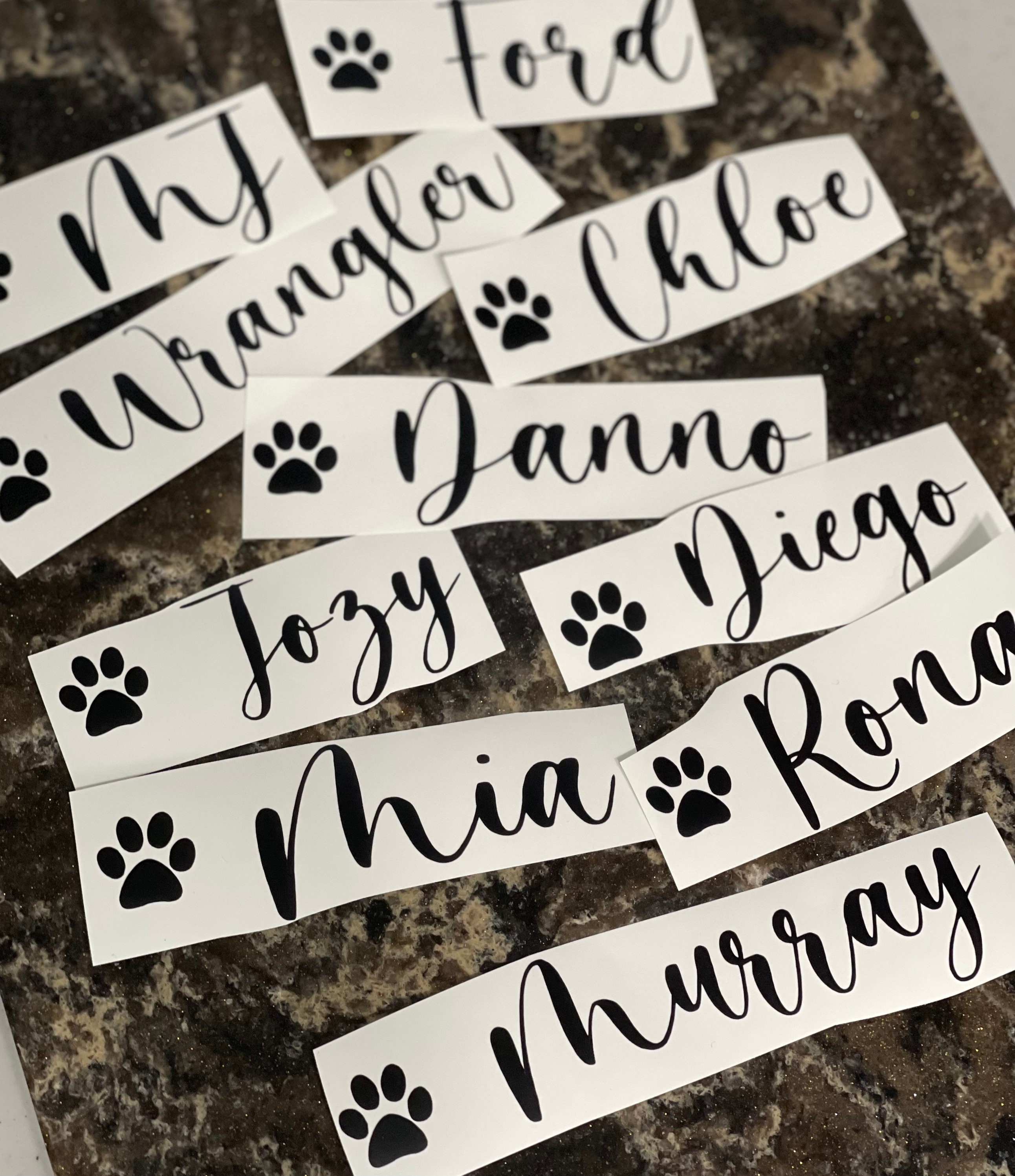 Pet Name Decal PER NAME Paw Custom Name Food Decal - Etsy