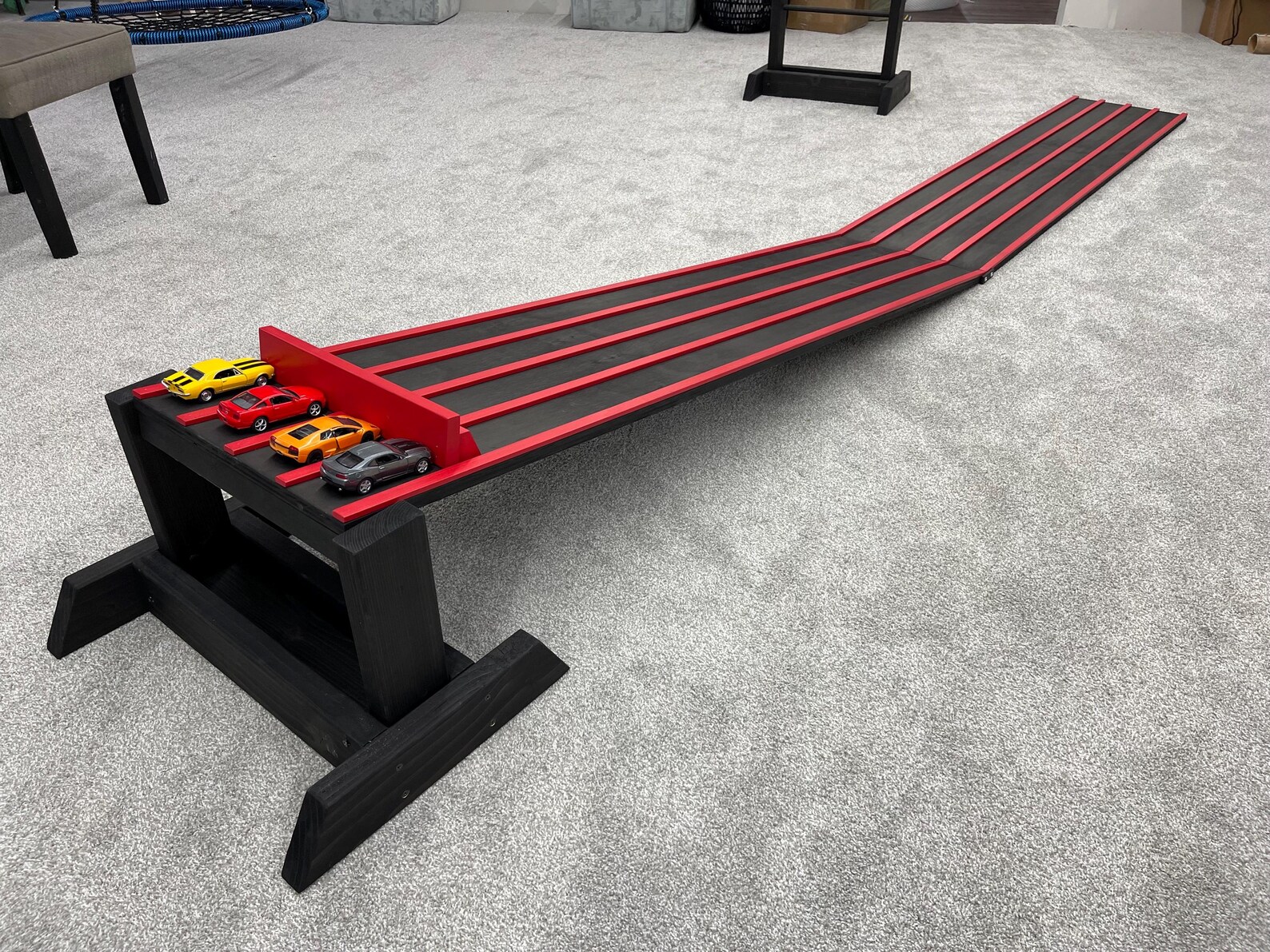 3 INCH LANES, 12' Race Track, 6' Kids Race Car Track + Stand + 6 ...