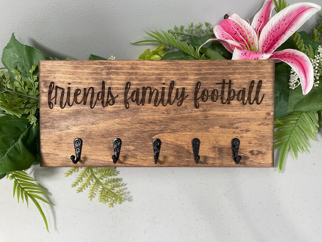 Custom Engraved Key Holder, Friends Family Football, Welcome Hanger ...