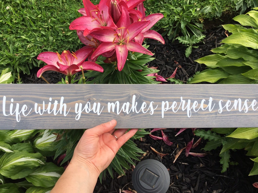 Life With You Makes Perfect Sense 3.5" X 24" Wooden Sign, Bridal Shower ...