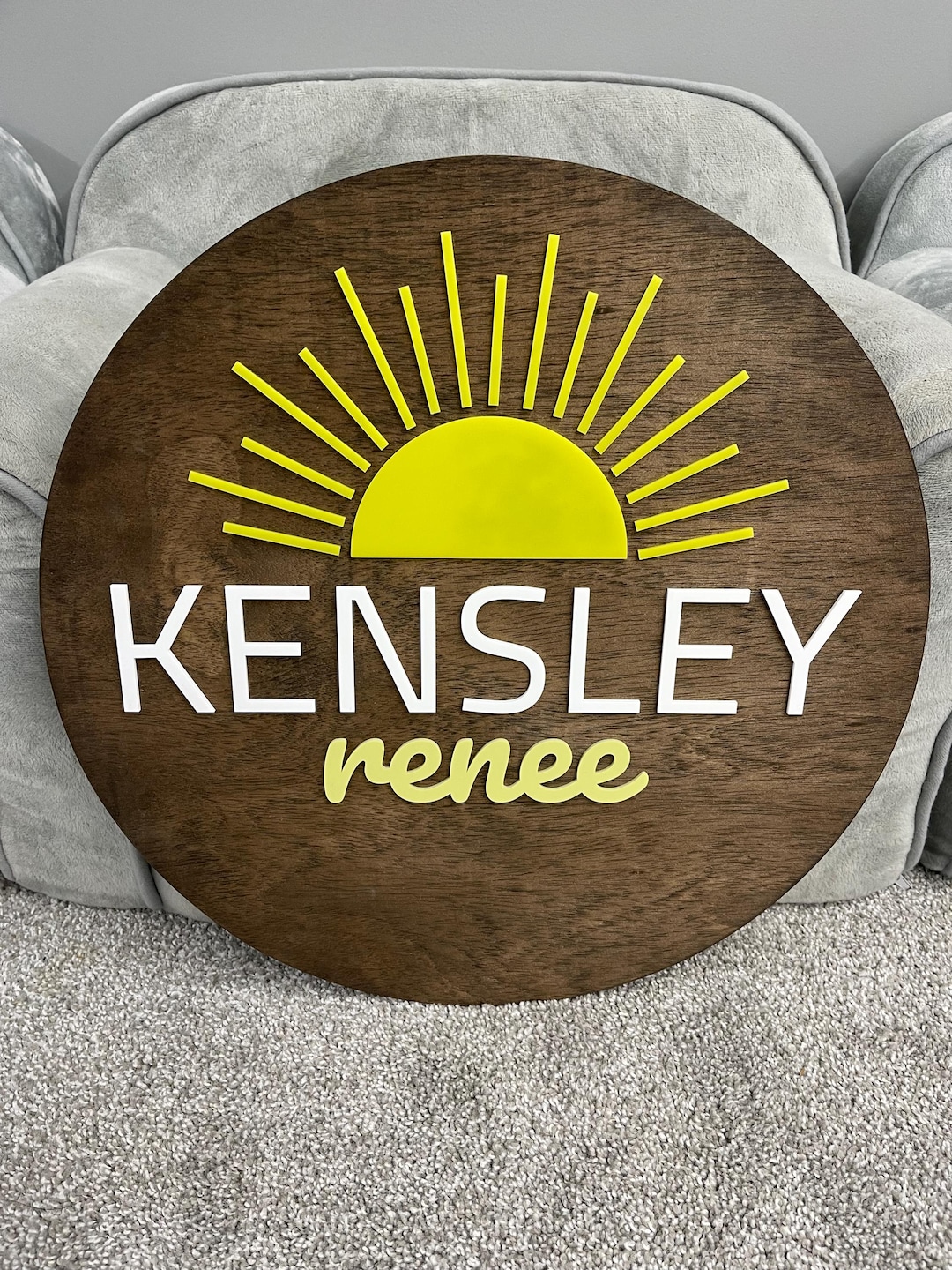 Sunshine 3D Name Round, Acrylic & Wood Sign, Custom Nursery, Crib ...