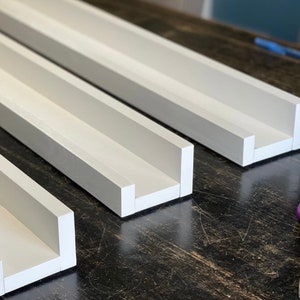 Set of 2, 32-50 INCH White Floating Ledge Shelf, Multipurpose, Photo ...