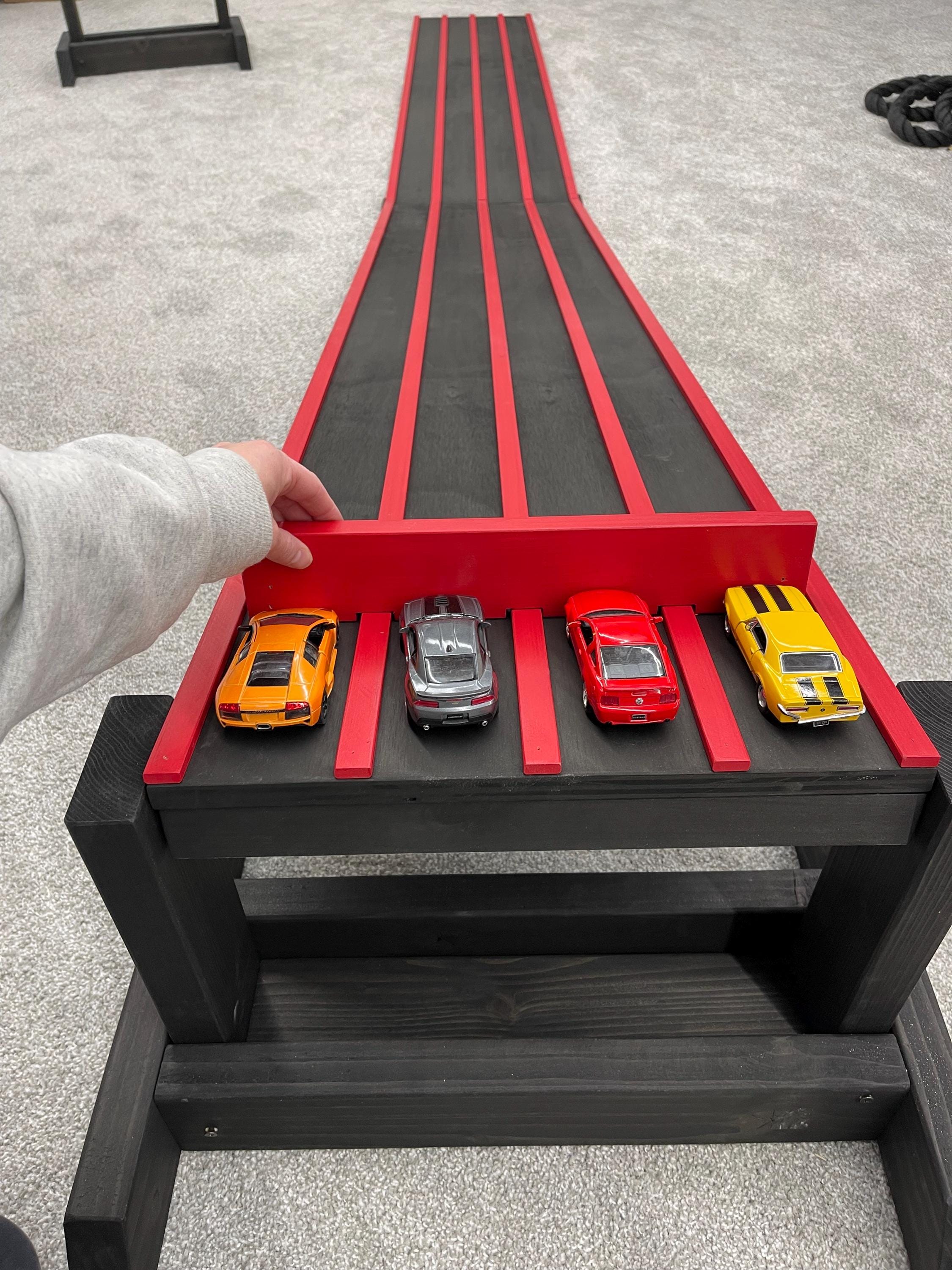 3 INCH LANES, 12' Race Track, 6' Kids Race Car Track + Stand + 6 ...