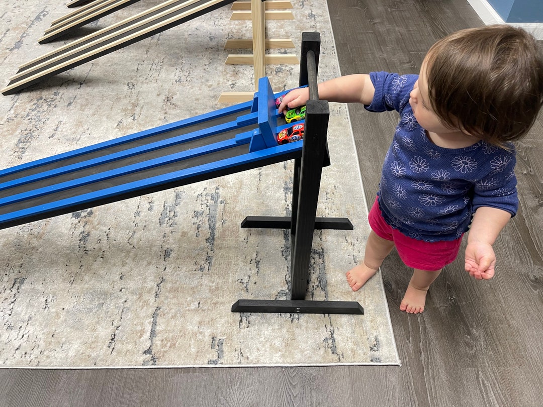4' Kids Race Car Track Adjustable Height Stand, 48 Matchbox Wooden Ramp ...