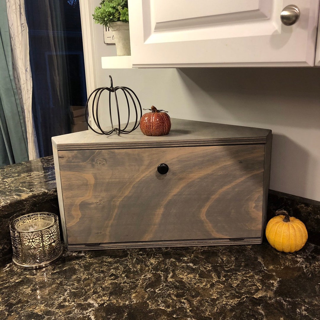 Corner Bread Box, Personalized, Custom Box, Kitchen Decor, Organization ...