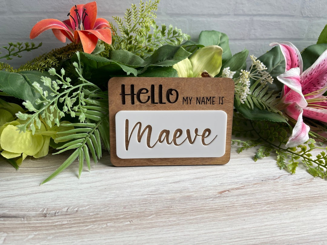 Hello My Name Is, Baby Name Tag, Announcement Sign, Birth Reveal, Baby ...