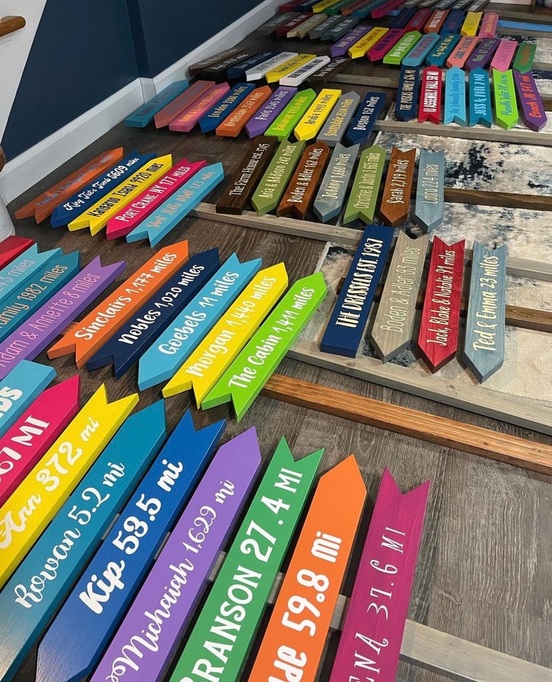 7 Directional Arrows With Stake Custom Travel Signs Tiki - Etsy