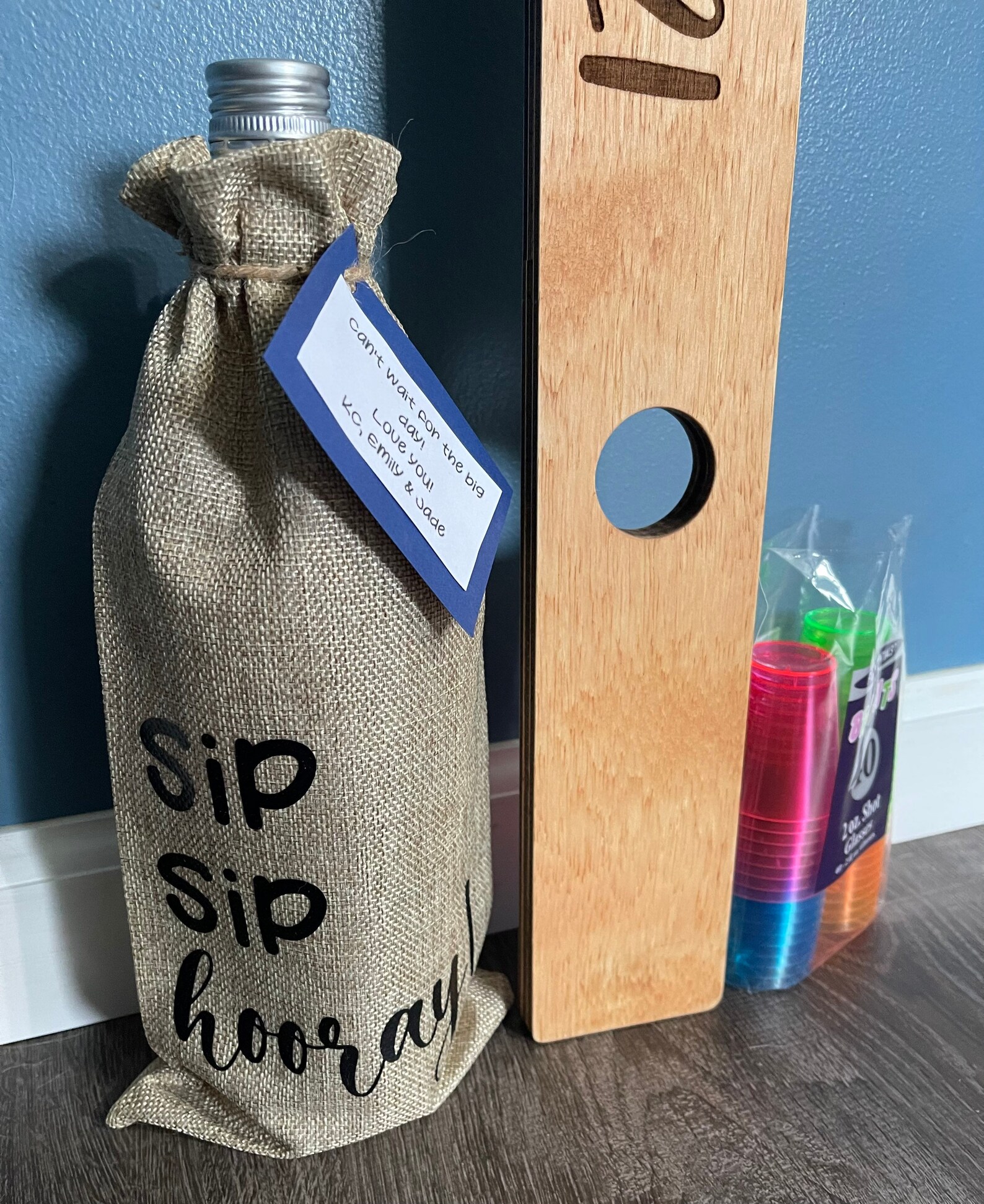 Sip Sip Hooray Wine Bag Burlap Gift Bag Drawstring | Etsy