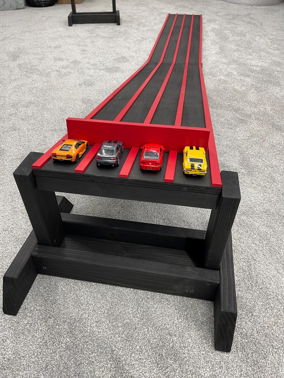 3 INCH LANES, 12' Race Track, 6' Kids Race Car Track + Stand + 6 ...