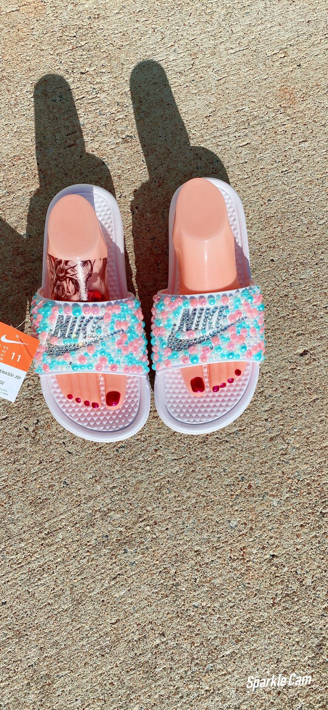 Rhinestone Bling Nike Slides for Women | Nike Slides Customized | White ...