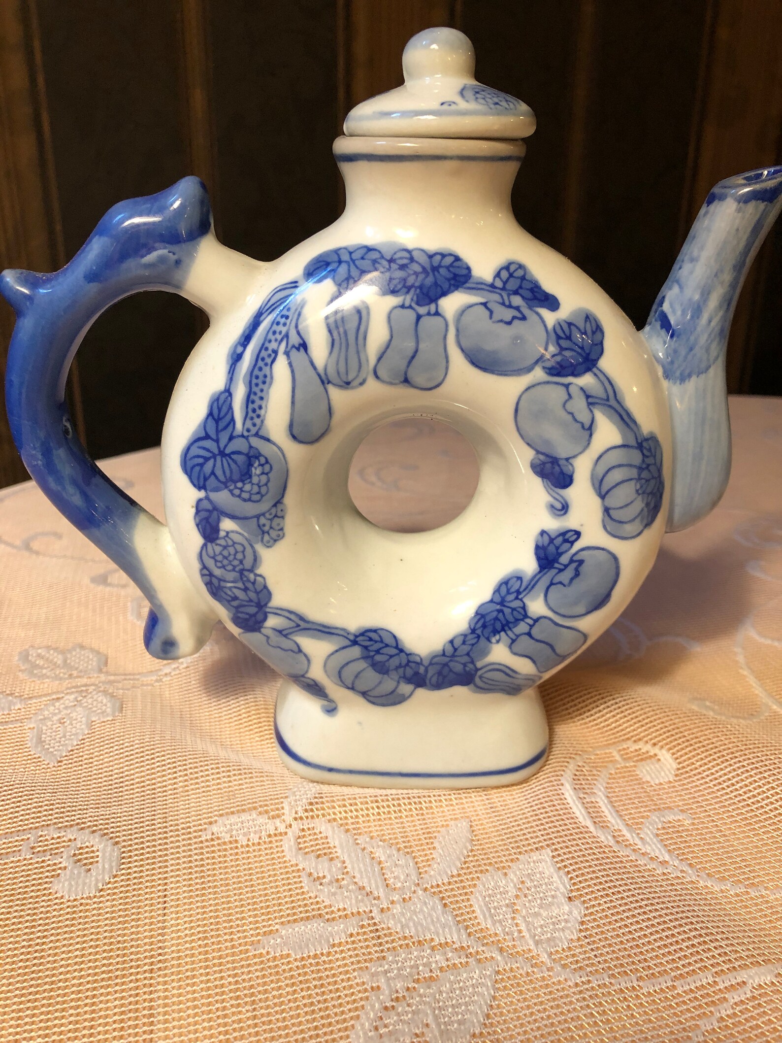Donut Teapot Pair Blue on White Vintage | Etsy