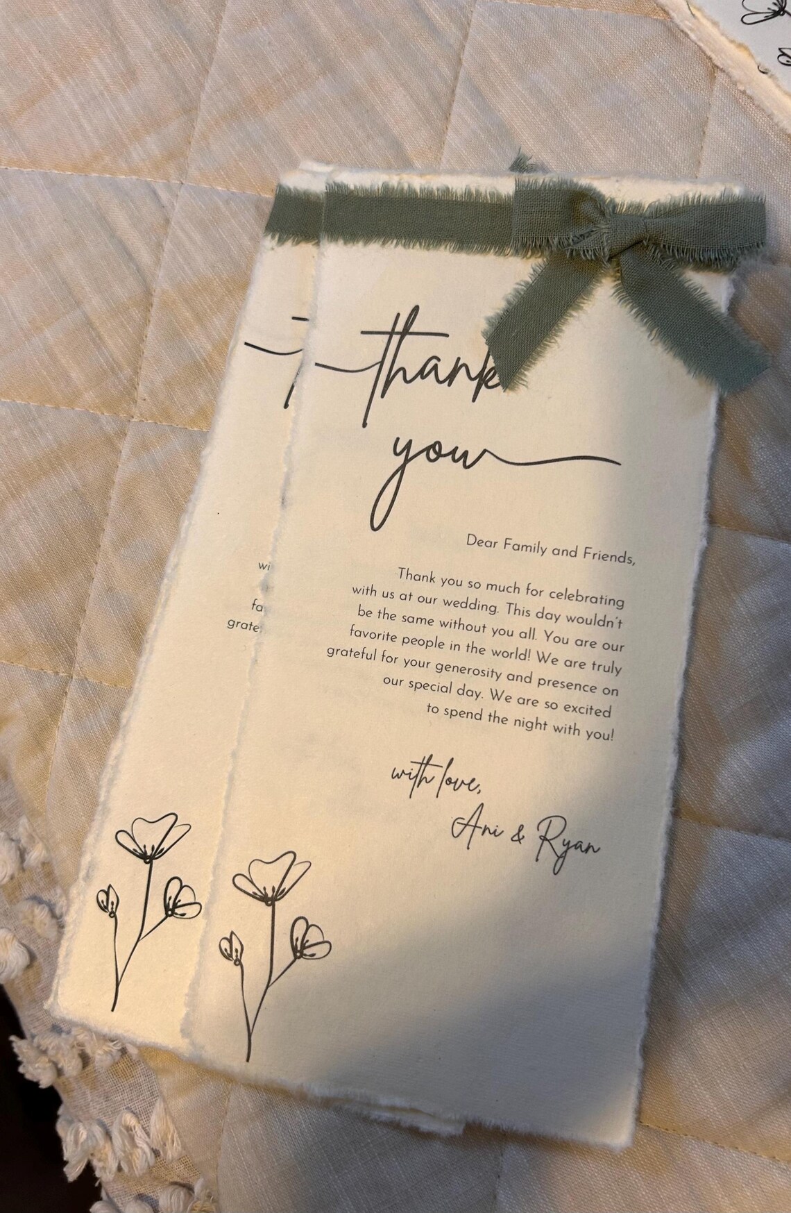 Wedding Table Menu Thank You - Etsy